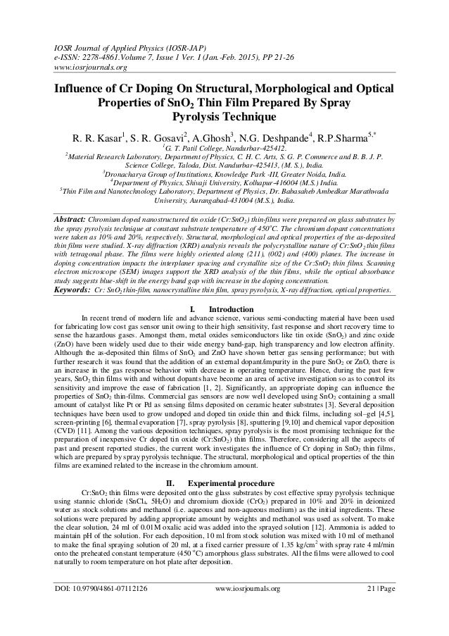 Influence of Cr Doping On Structural, Morphological and Optical Prope…