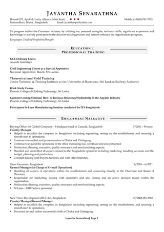 Jayantha Senarathna_Resume2015-1 | PDF