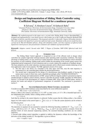 Design and Implementation of Sliding Mode Controller using Coefficient Diagram Method for a ...