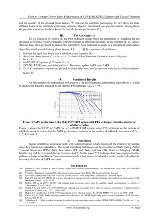 Peak to Average Power Ratio Performance of a 16-QAM/OFDM System with Partial Transmit Sequence | PDF