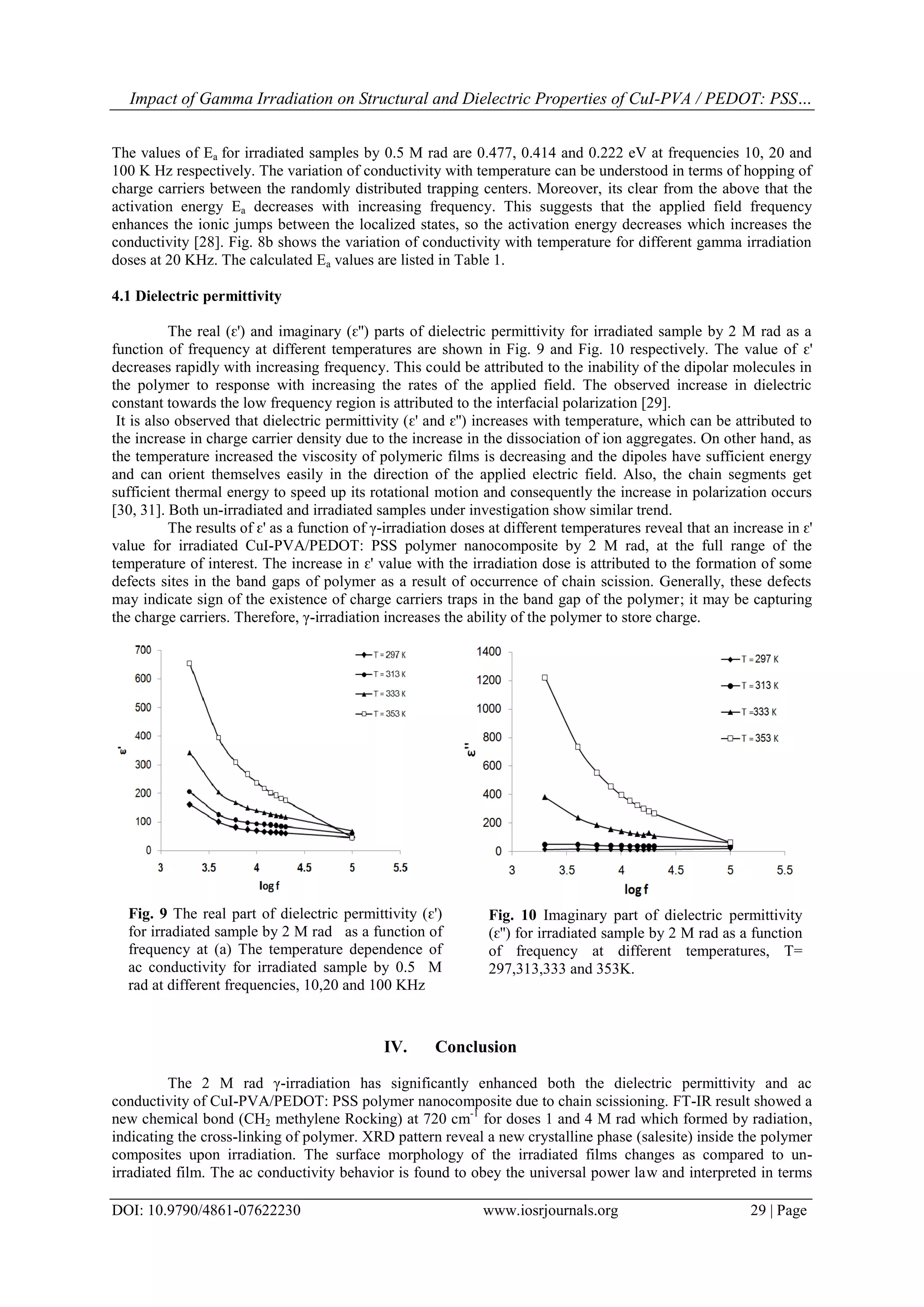 Impact of Gamma Irradiation on Structural and Dielectric Properties of CuI-PVA / PEDOT: PSS ...