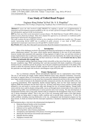 Case Study of Tolled Road Project | PDF