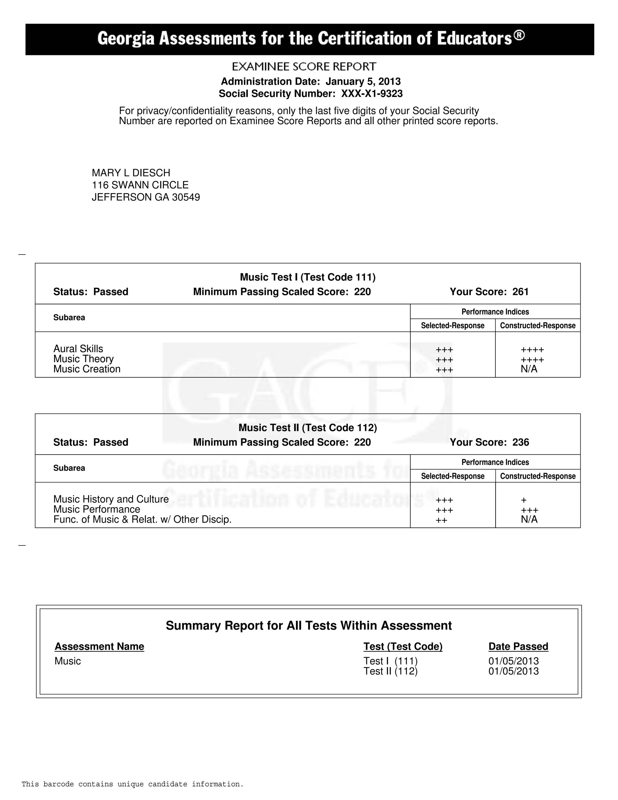 GACE Scores | PDF | Educational Assessment | Education