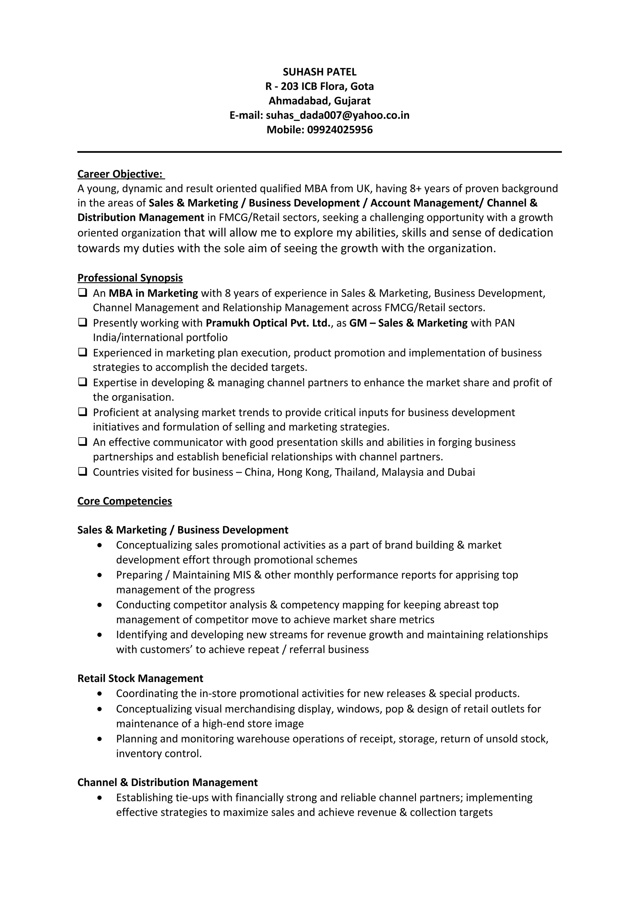 Resume - Suhas Patel | DOC