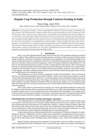 Organic Crop Production through Contract Farming In India | PDF