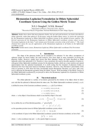 Riemannian Laplacian Formulation in Oblate Spheroidal Coordinate System Using the Golden Metric ...