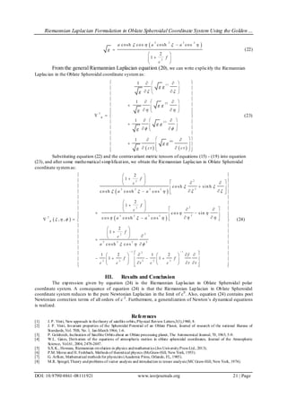 Riemannian Laplacian Formulation in Oblate Spheroidal Coordinate System Using the Golden Metric ...