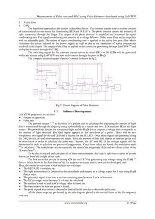 Measurement of Pulse rate and SPo2 using Pulse Oximeter developed using ...