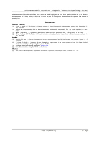 Measurement of Pulse rate and SPo2 using Pulse Oximeter developed using ...
