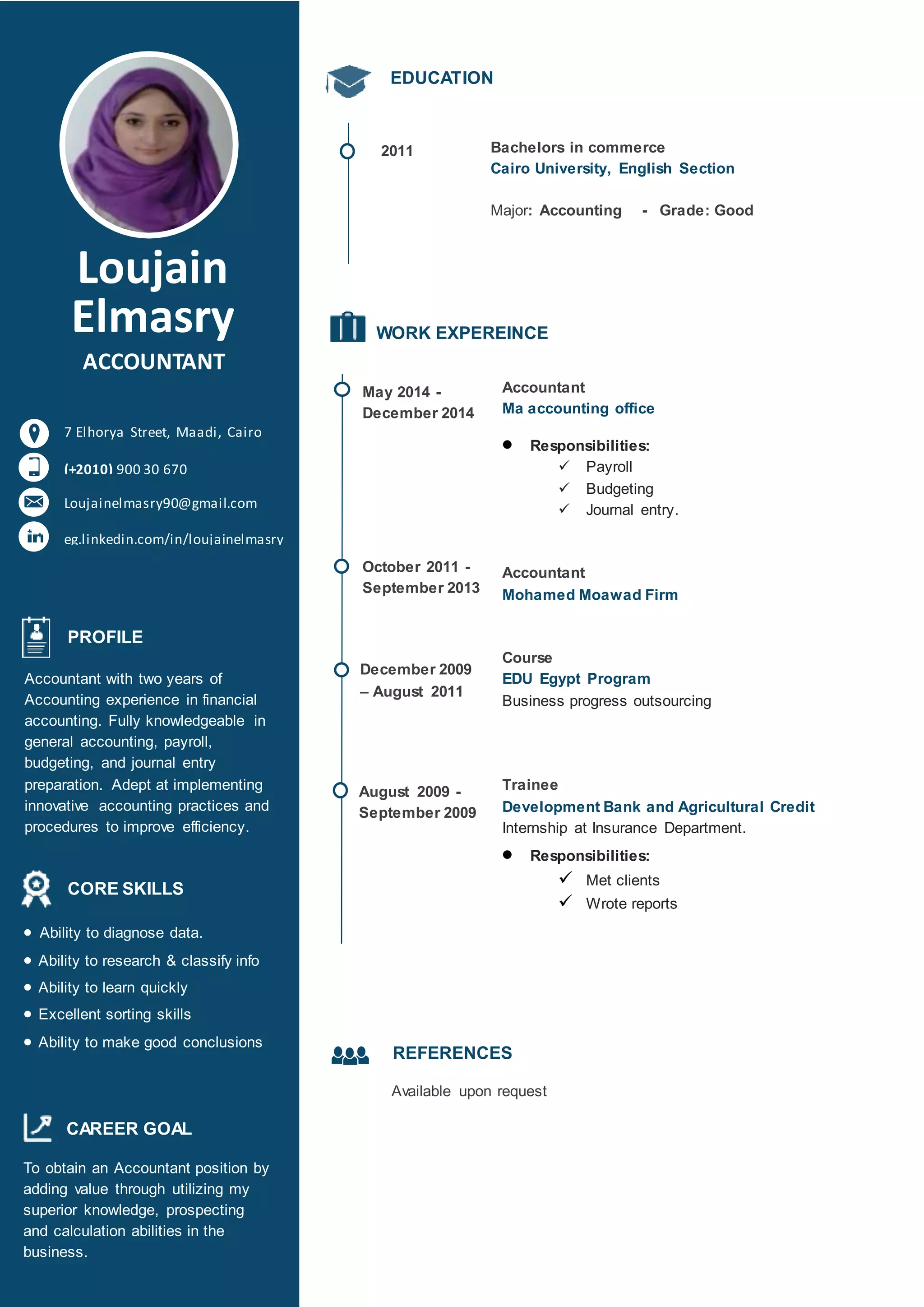 LOUJAIN ELMASRY CV | DOCX | Business Accounting & Finance | Business