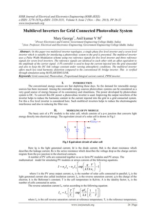 Multilevel Inverters for Grid Connected Photovoltaic System | PDF