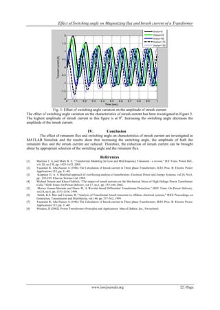 Effect of Switching angle on Magnetizing flux and Inrush current of a Transformer | PDF