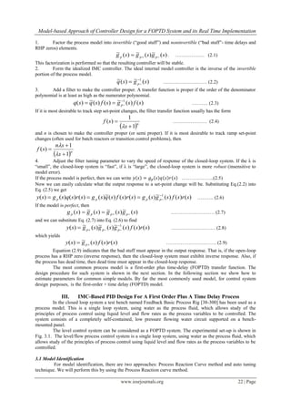 Model-based Approach of Controller Design for a FOPTD System and its Real Time Implementation | PDF