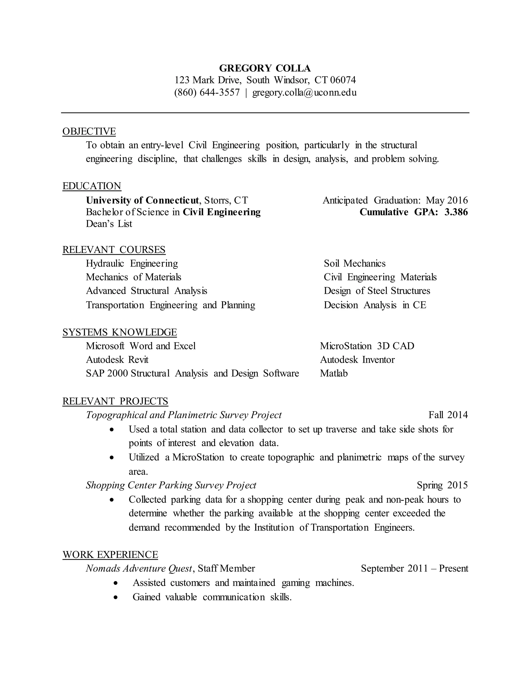 Colla, Gregory Resume 2015 | DOCX