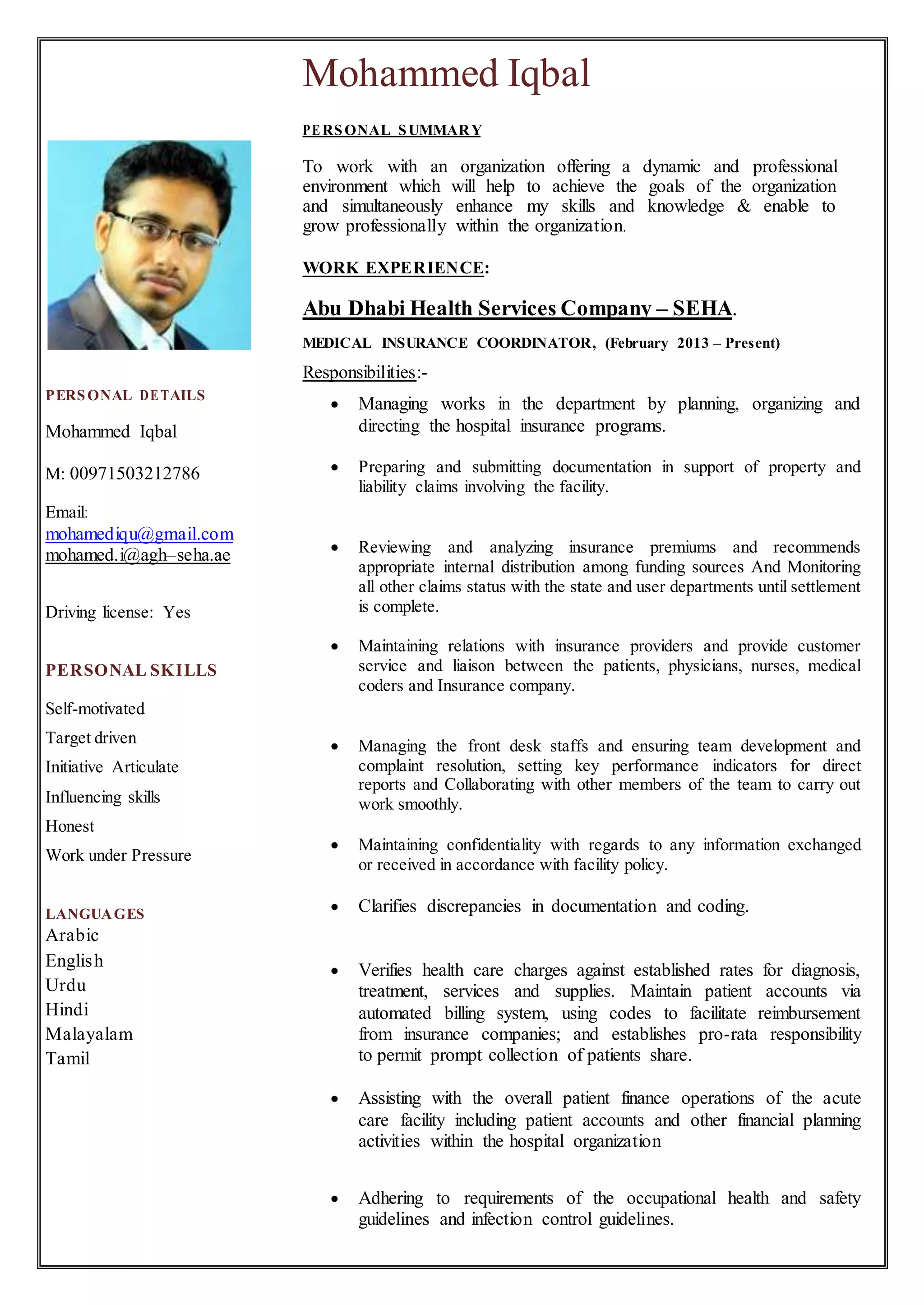 MEDICAL INSURANCE COORDINATOR | DOCX