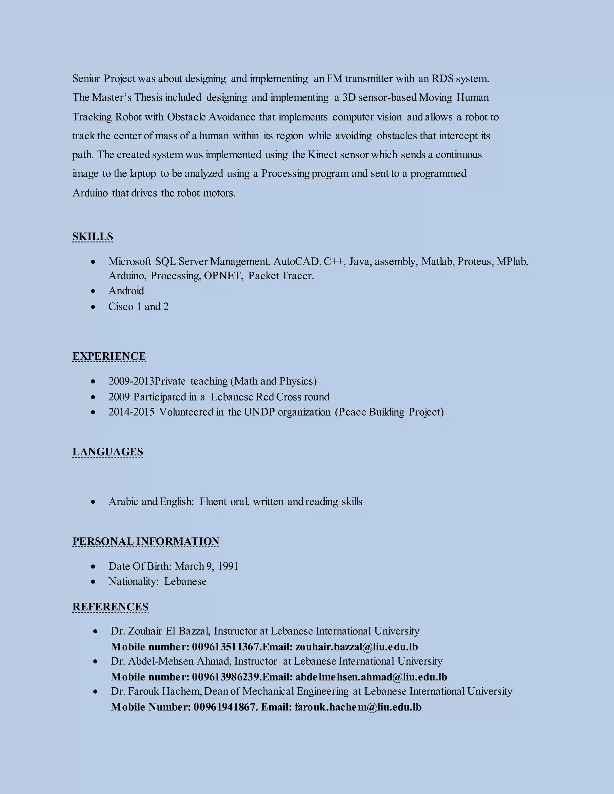 Maysaaghannoum-CV | DOCX | Computer Networking | Computing