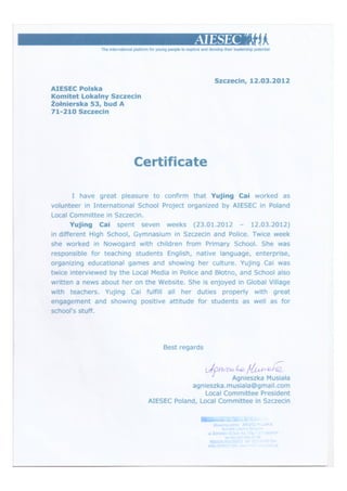 AIESEC international school project | PDF