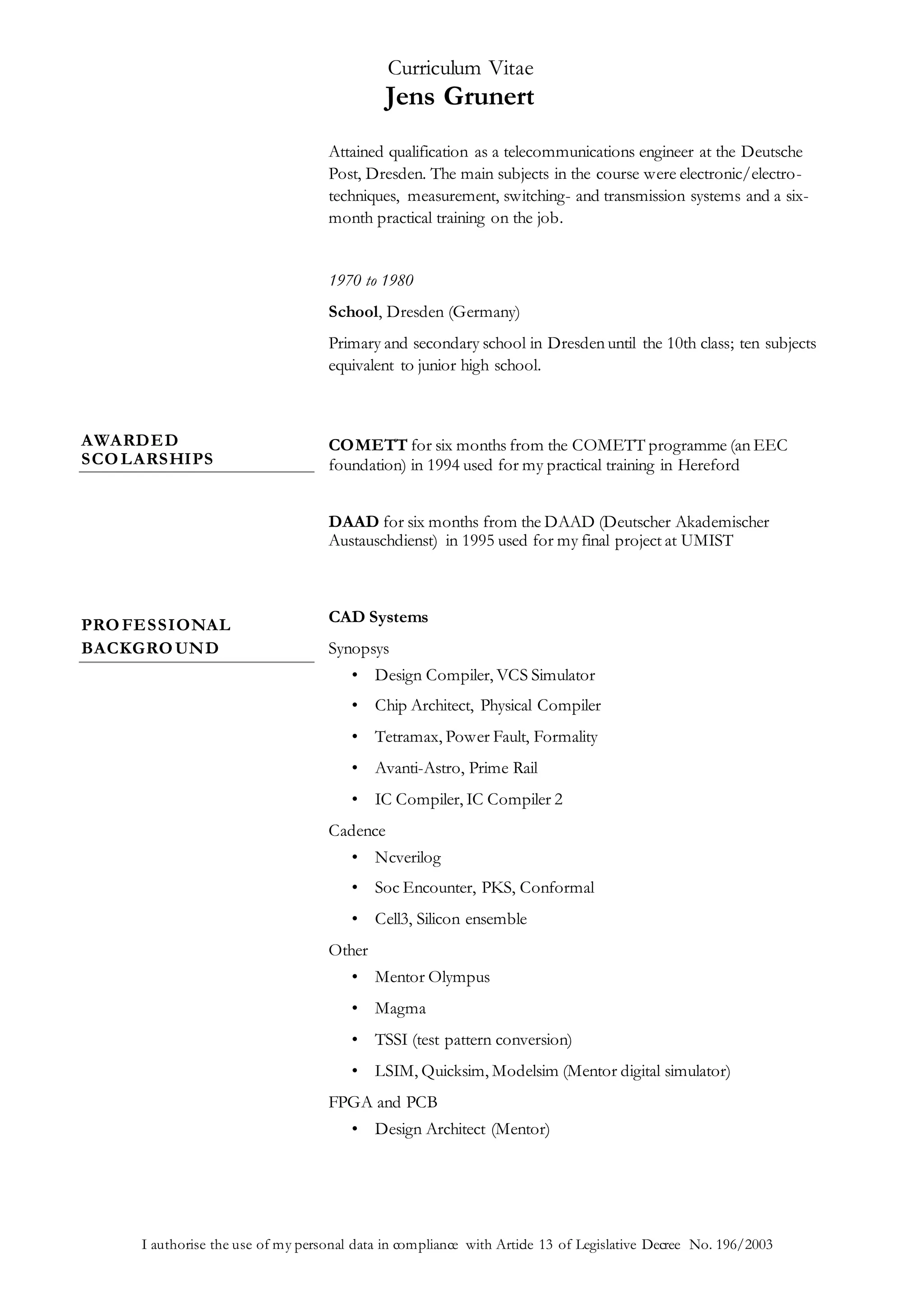 CV Jens Grunert | DOCX