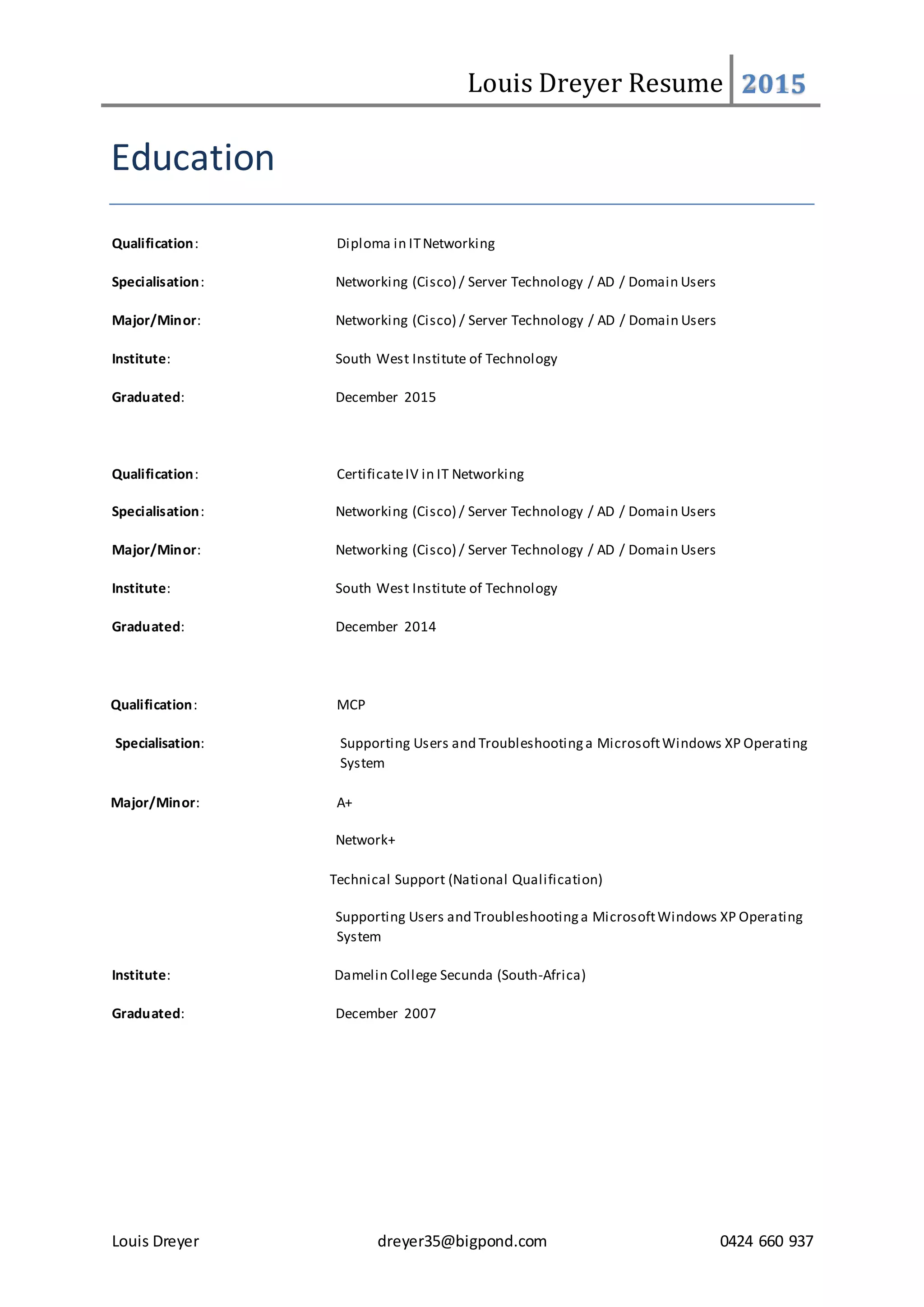 Louis Dreyer Resume | DOCX