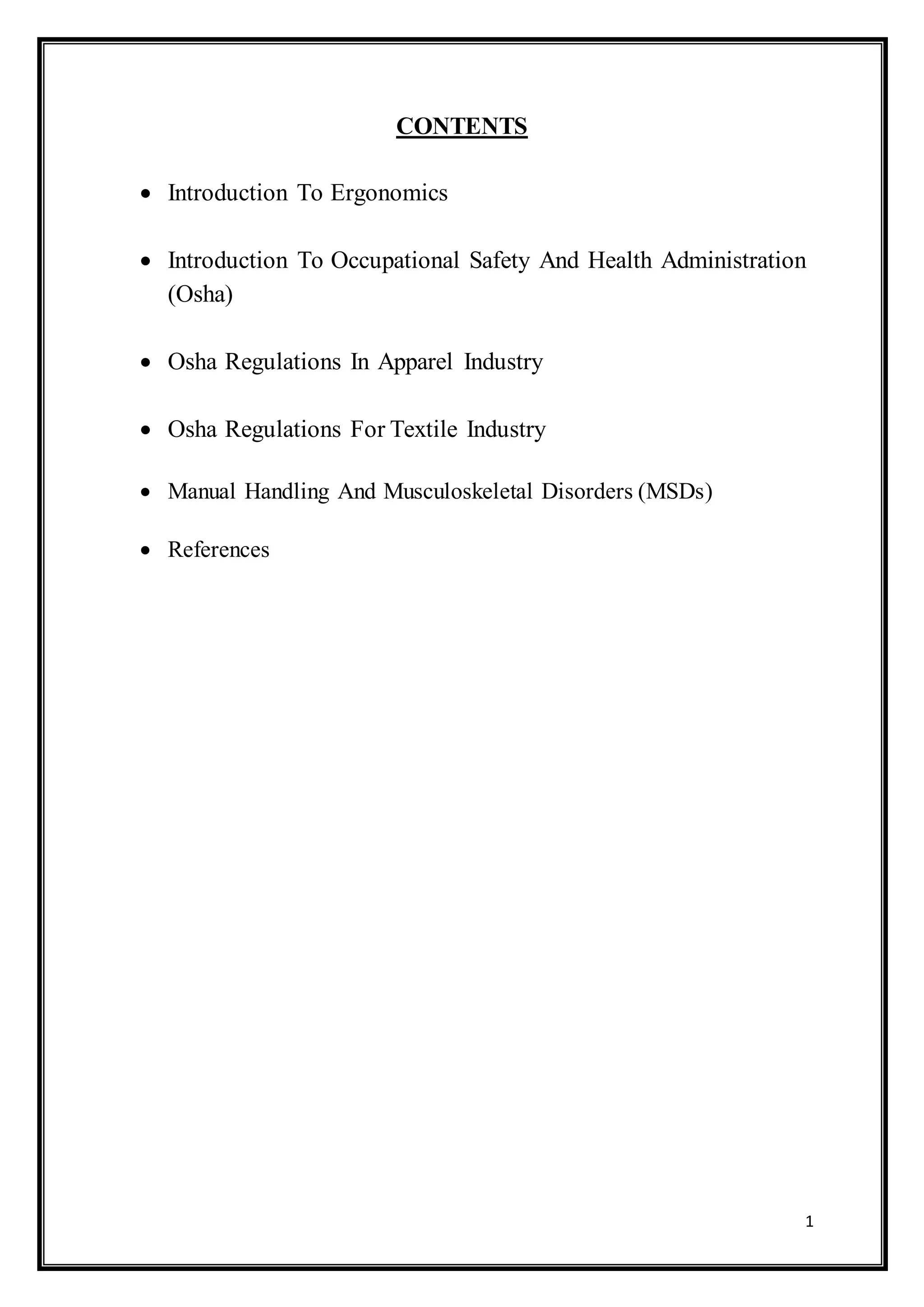 OSHA Regulations - Ergonomics | DOCX
