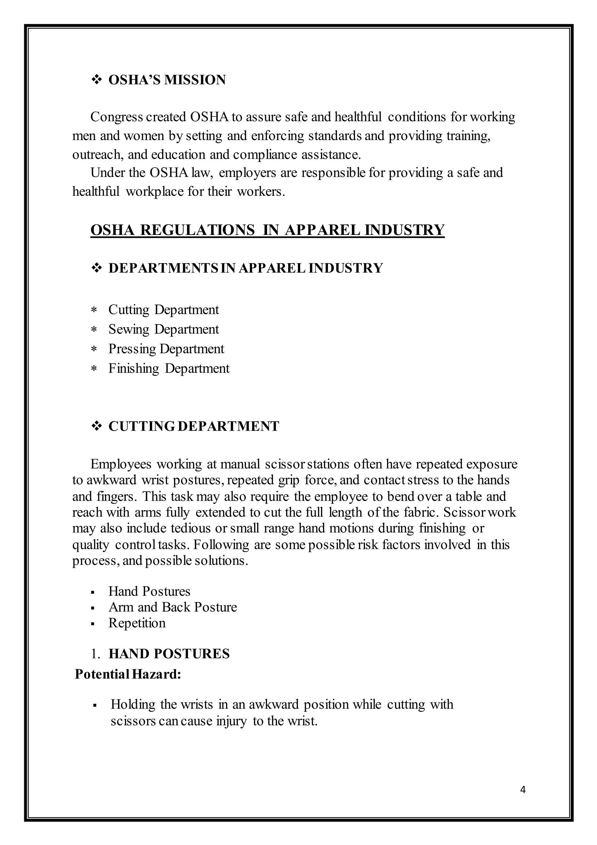 OSHA Regulations - Ergonomics | DOCX