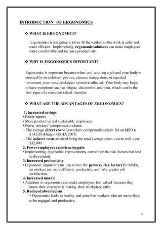 OSHA Regulations - Ergonomics | DOCX