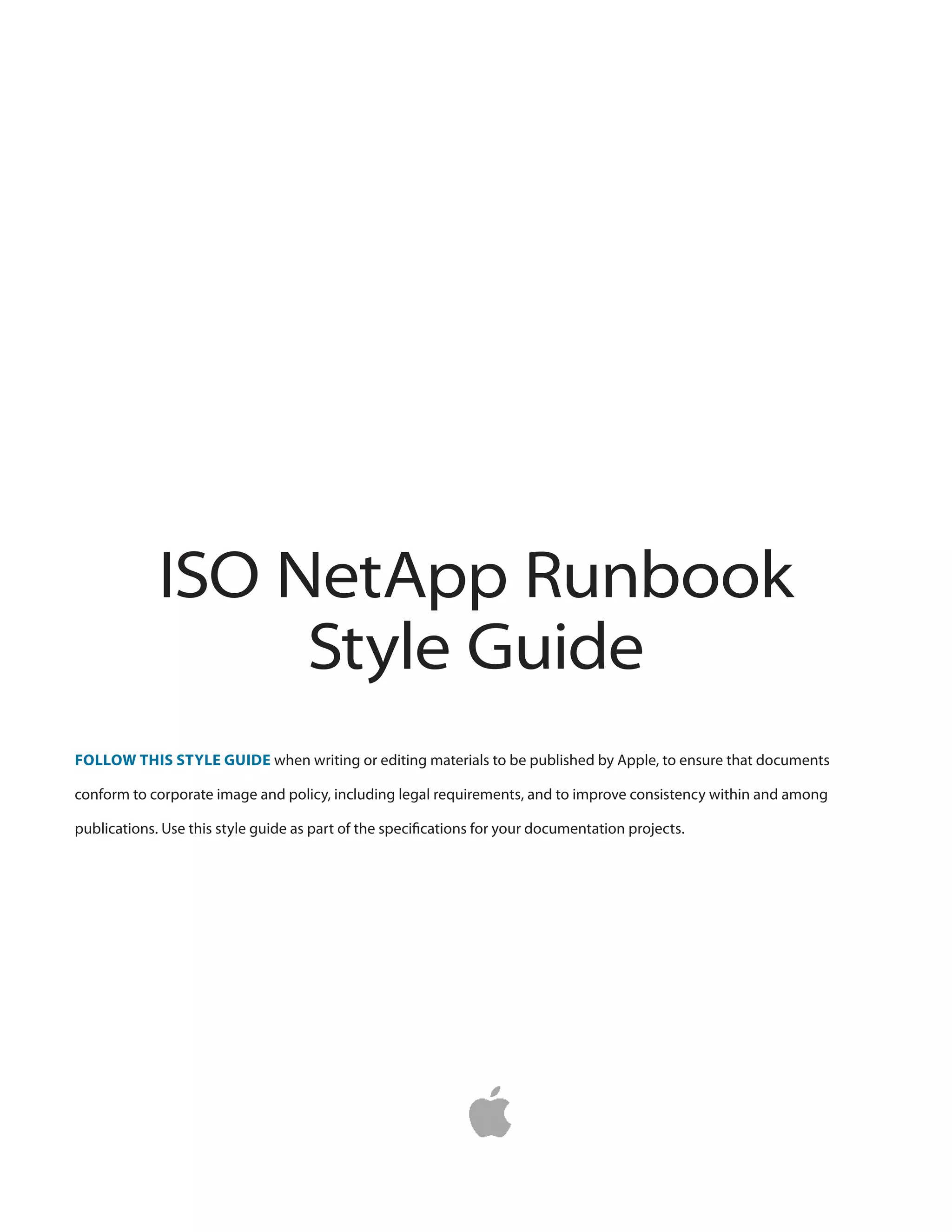 APPLE NetApp Runbook Style Guide_20150206_FINAL | PDF