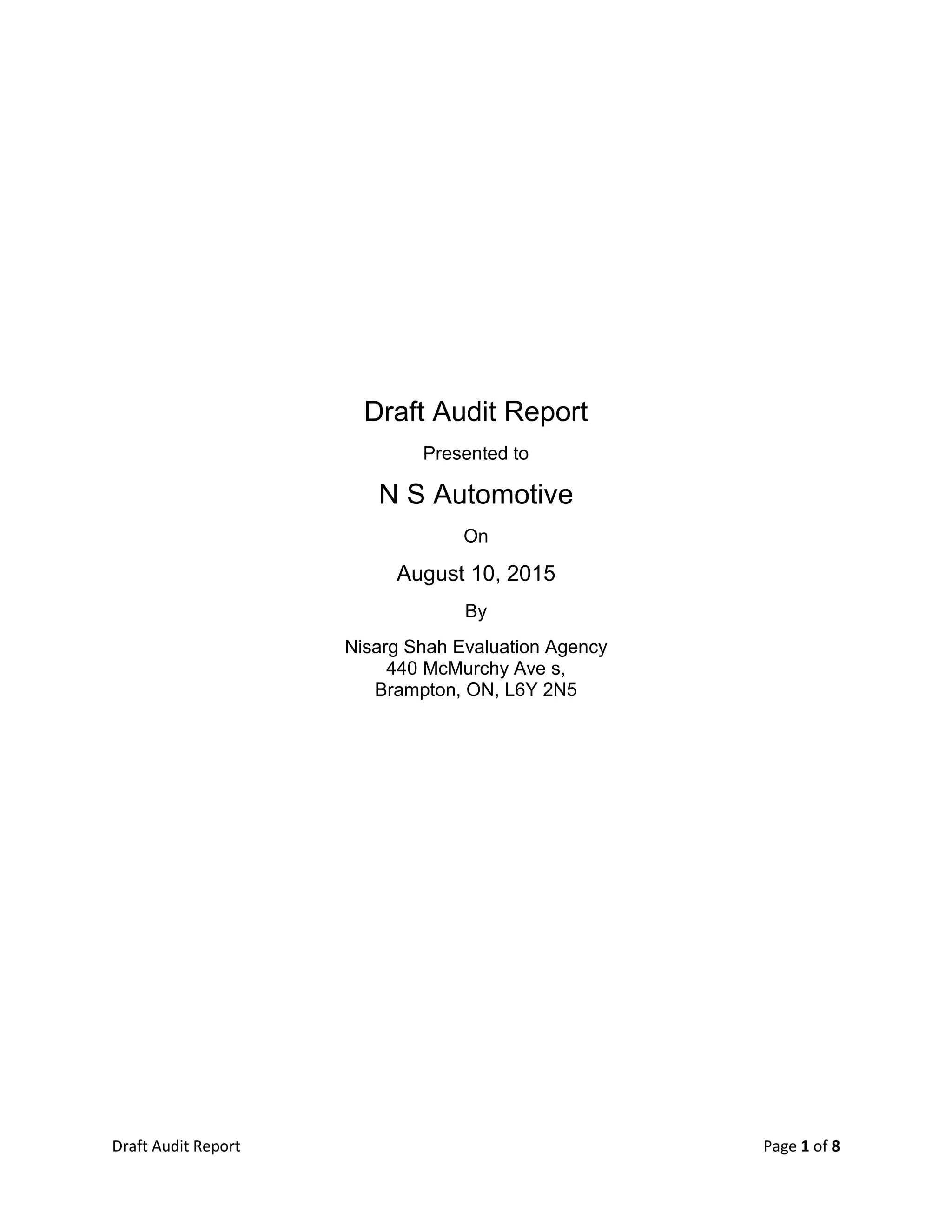Draft Audit Report_Nisarg | PDF