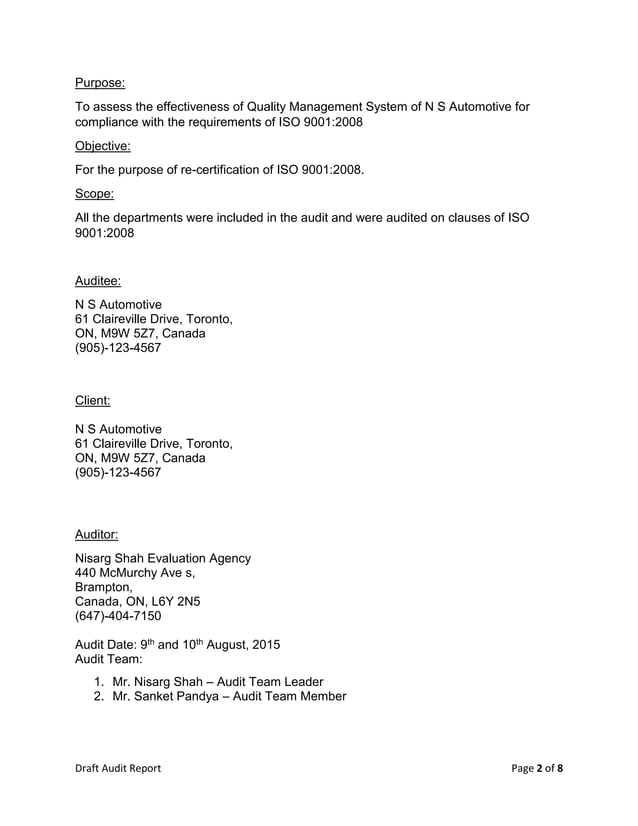 Draft Audit Report_Nisarg | PDF