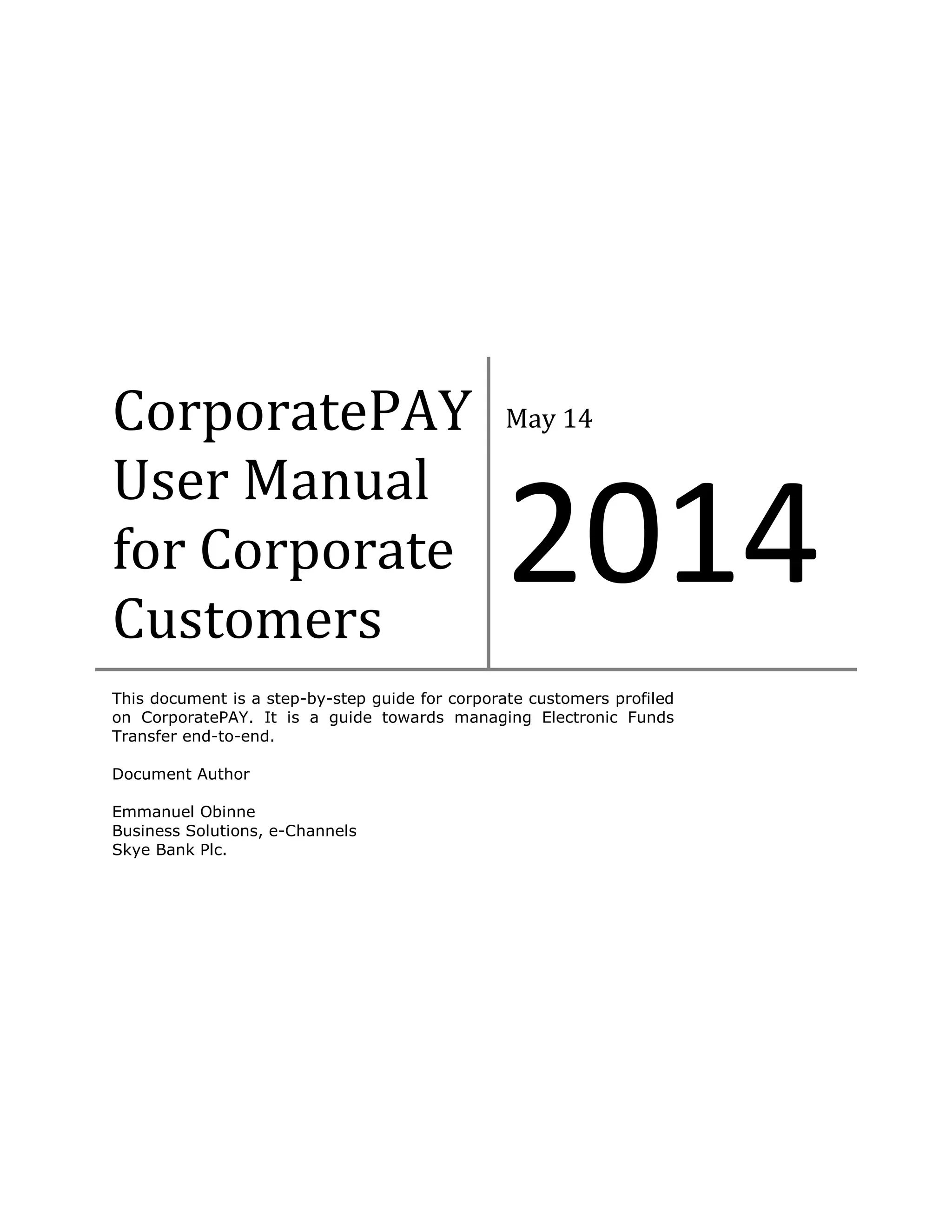 CorporatePAY User Manual - Corporate Version | PDF