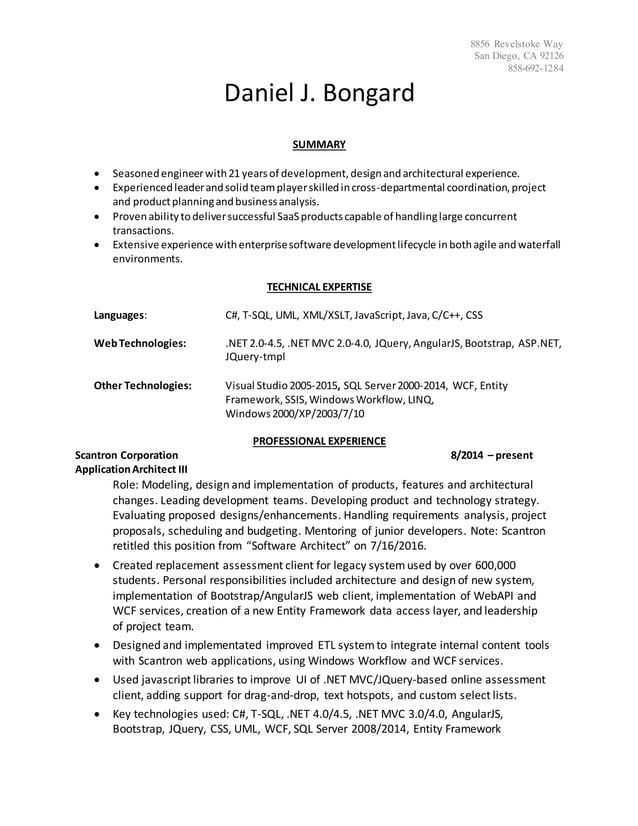 Resume-Daniel Bongard | DOCX | Web Design and HTML | Internet