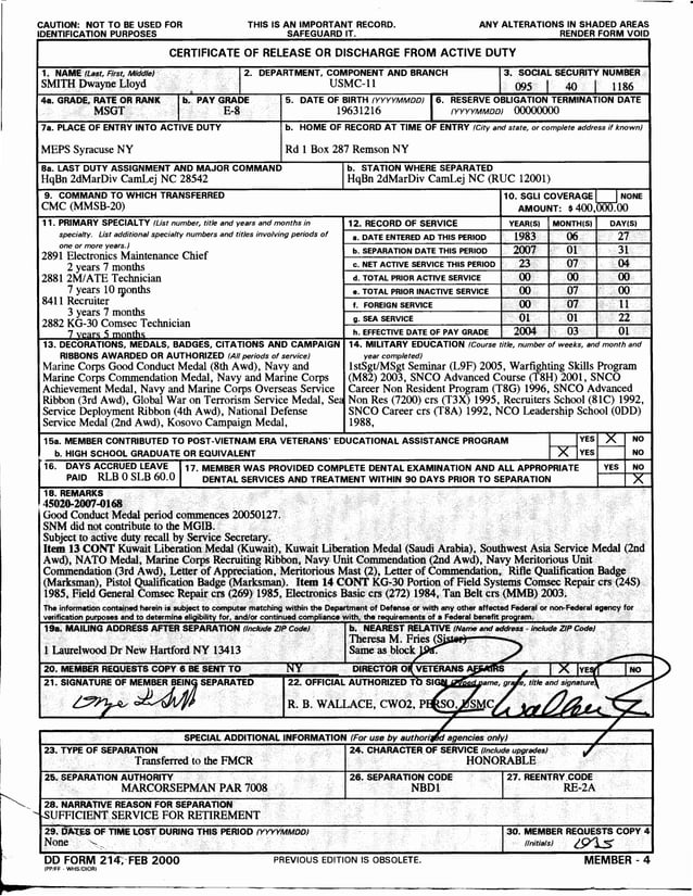 DwayneSmithDD214 | PDF