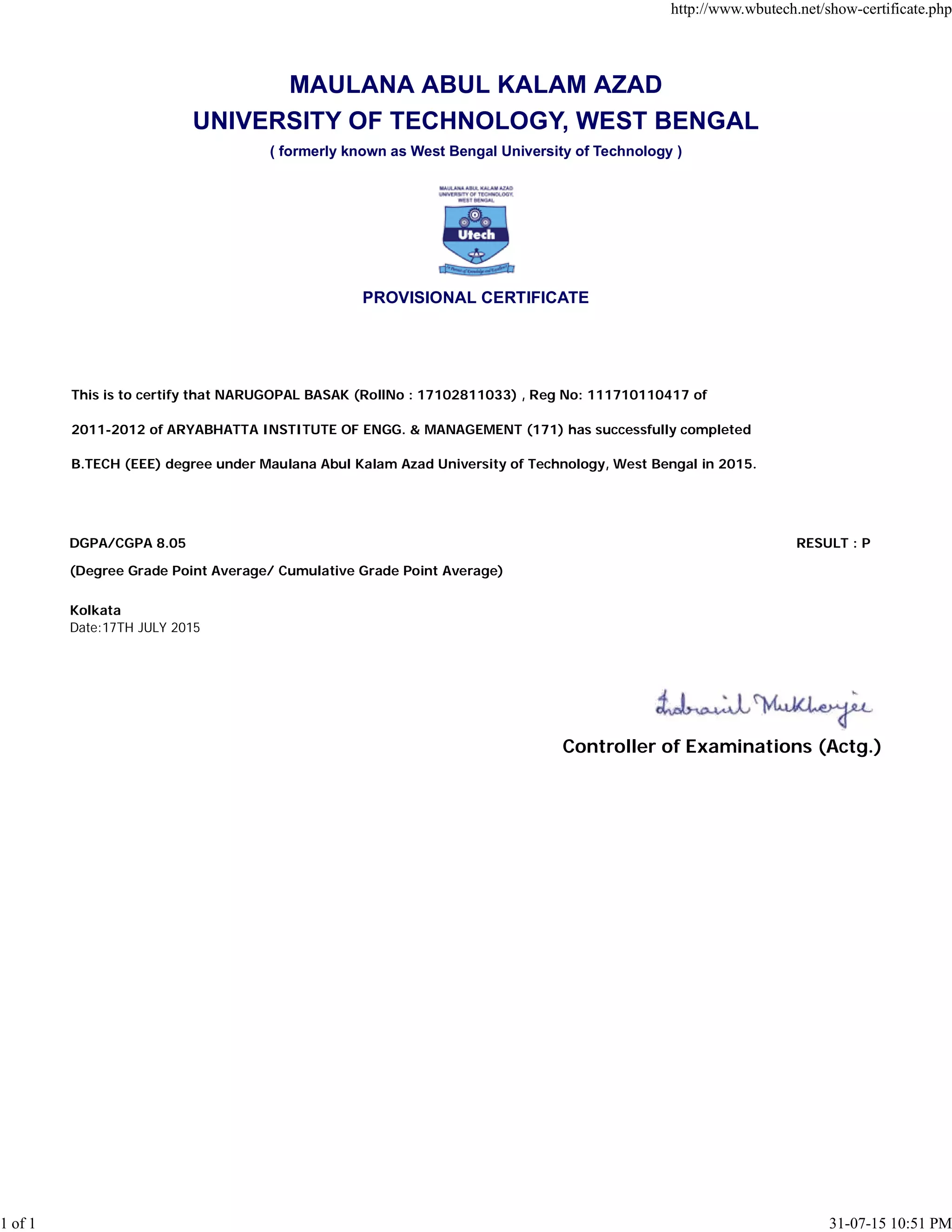 PROVISIONAL CERTIFICATE | PDF | Free Download