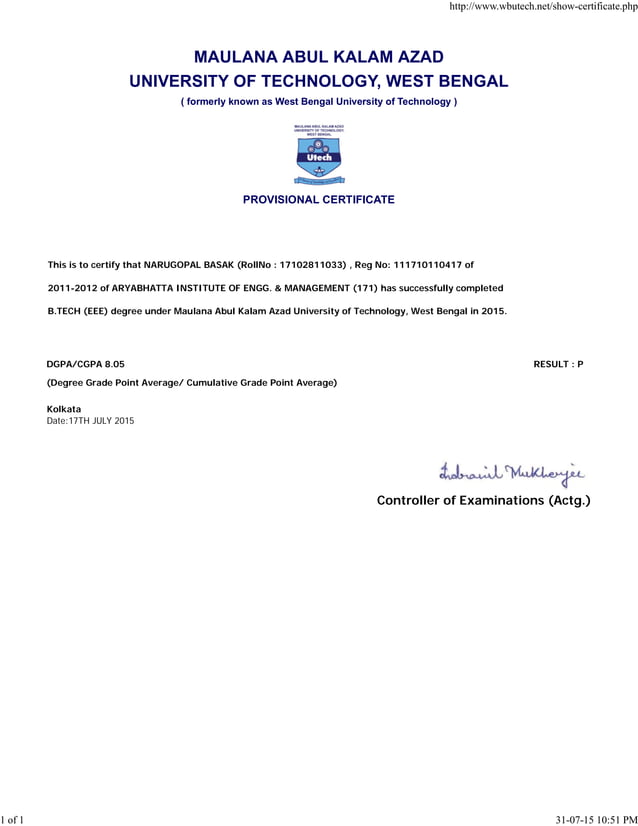 PROVISIONAL CERTIFICATE | PDF