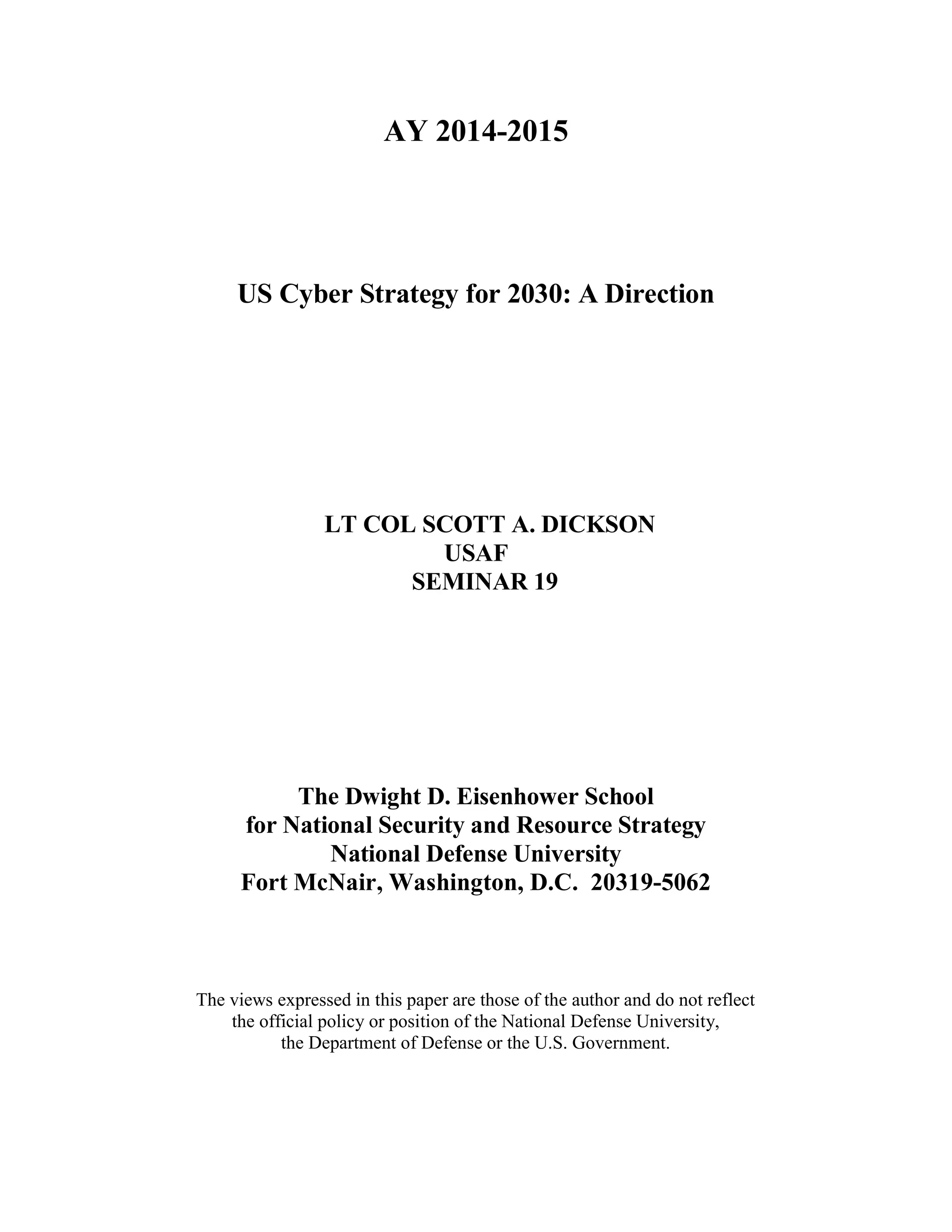 A US Cybersecurity Strategy for 2030 | PDF