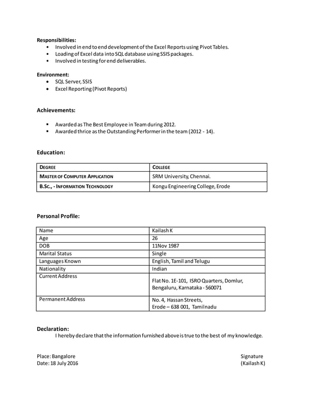 Kailsh K_Resume-Aug2016 | DOCX | Databases | Computer Software and Applications