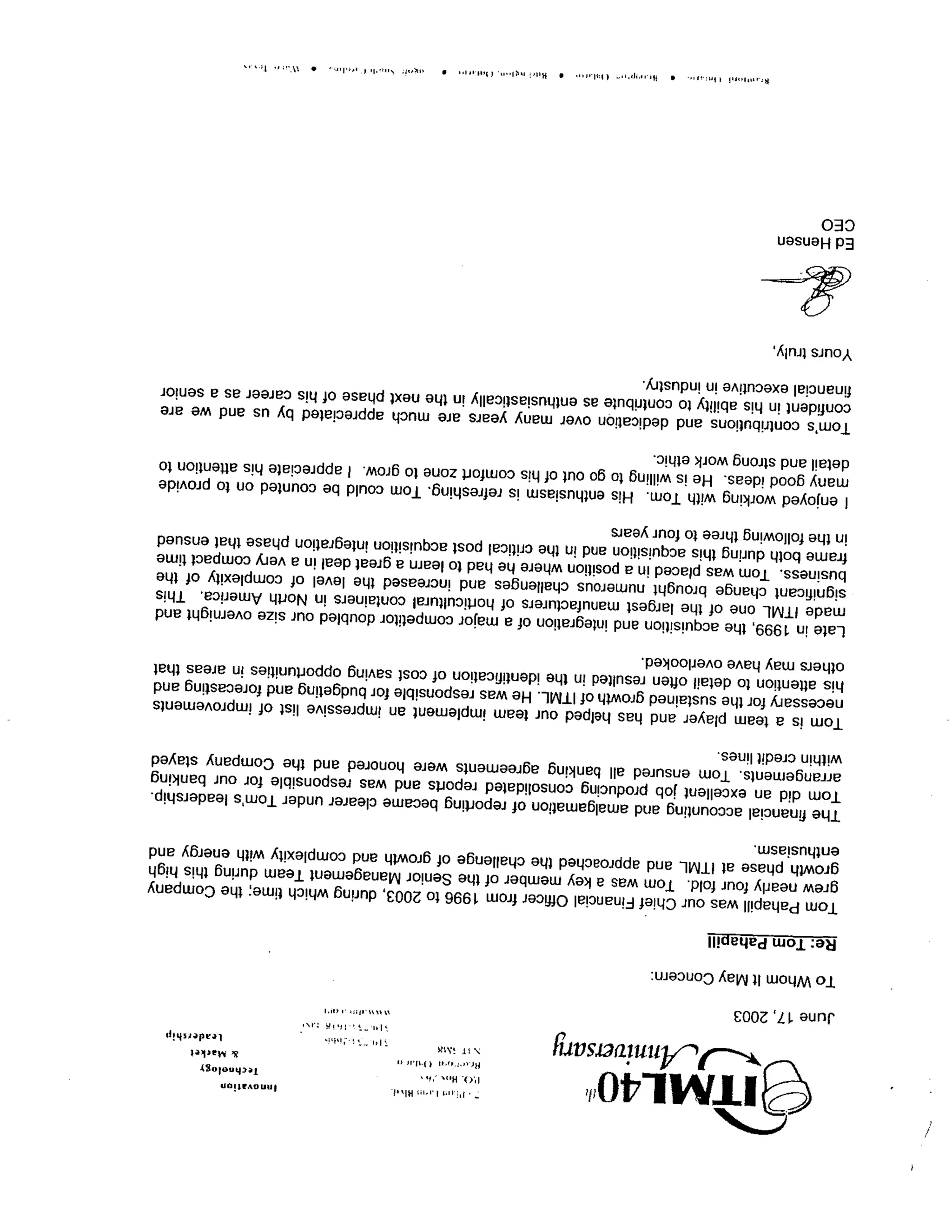 ITML CEO & Staff Reference letters | PDF