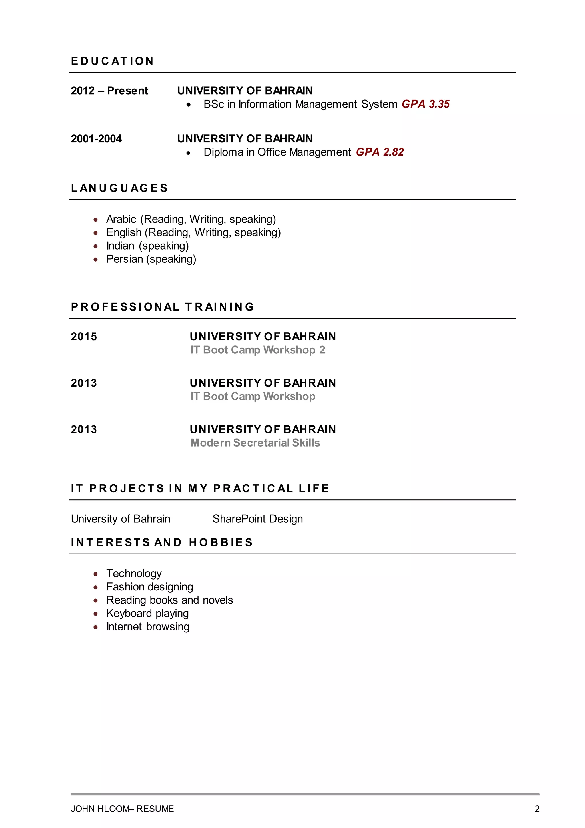 Badria CV for IT | DOCX