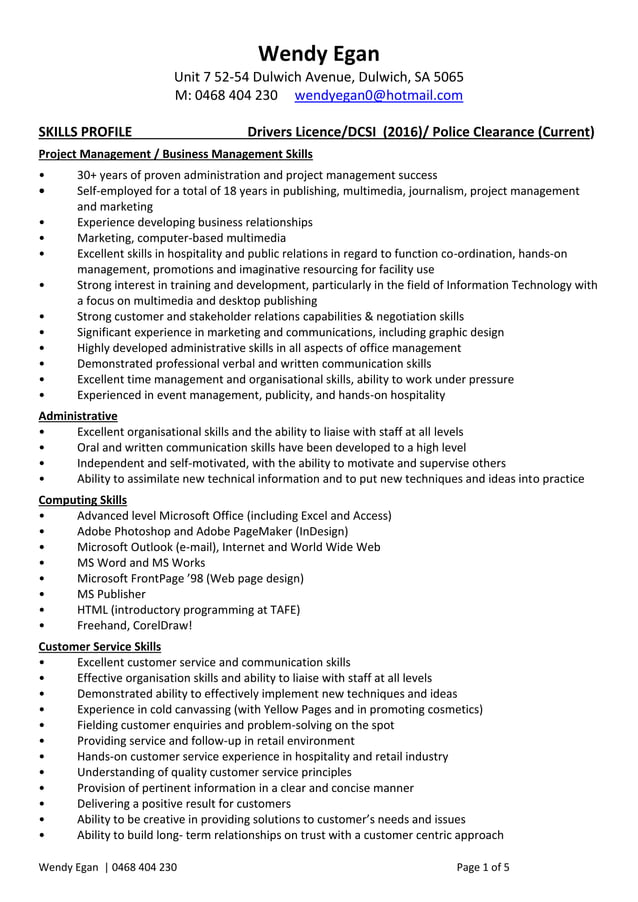 Wendy Egan Resume October 2016 | PDF