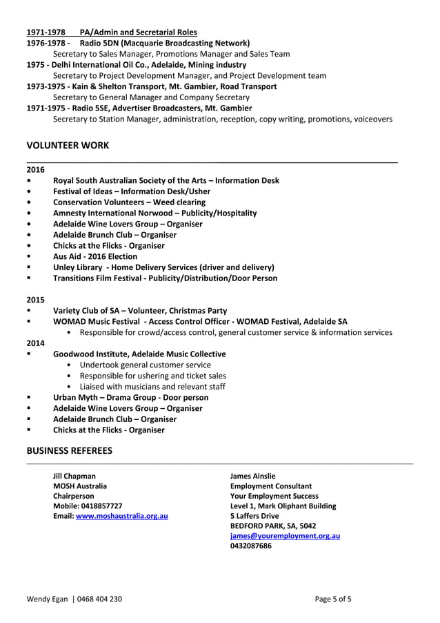 Wendy Egan Resume October 2016 | PDF