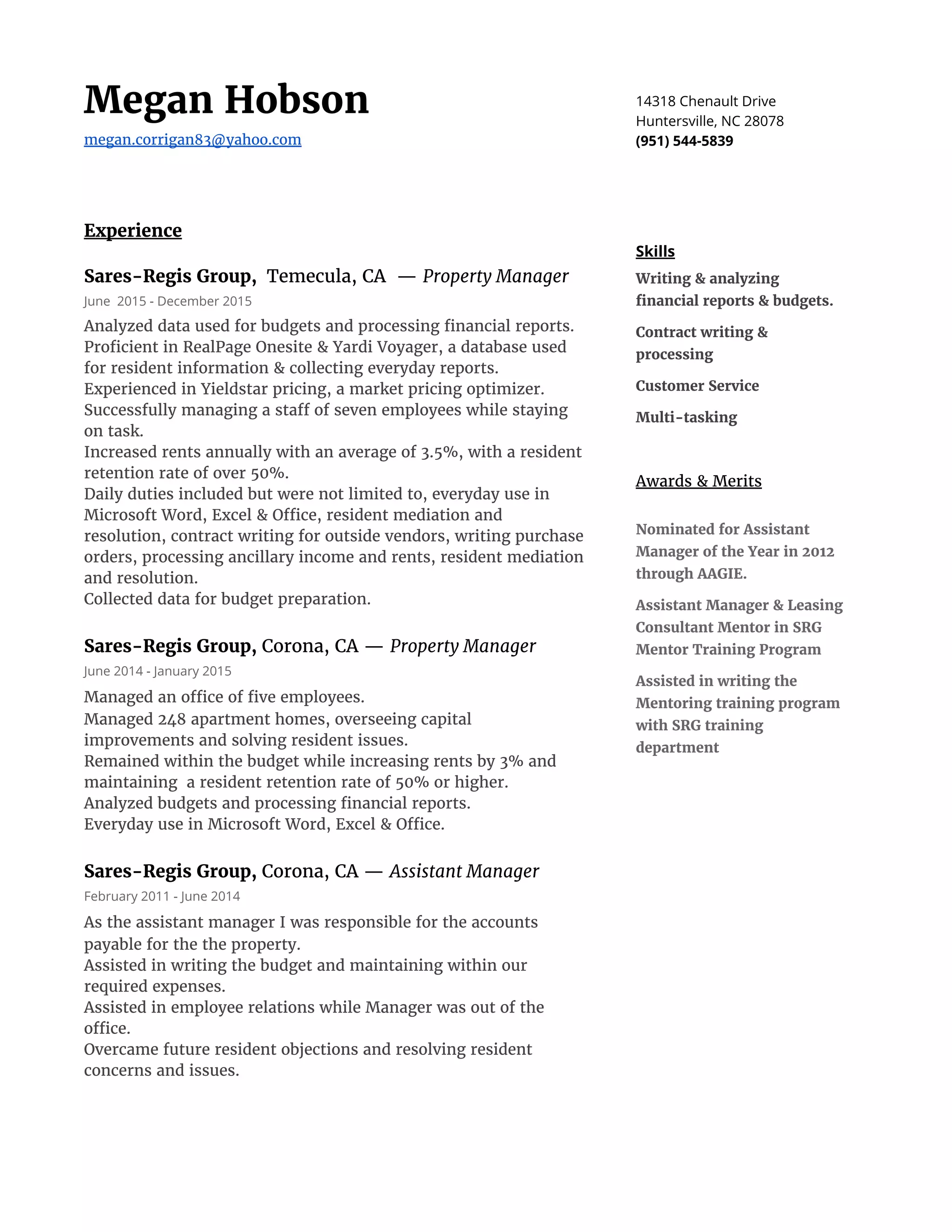 Megan Hobson Resume | PDF | Real Estate Industry | Industries