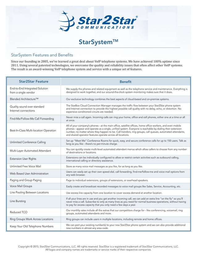 StarSystem features and benefits | PDF