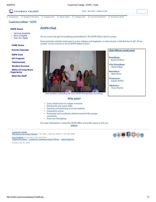 Cuyamaca College - EOPS - Clubs | PDF