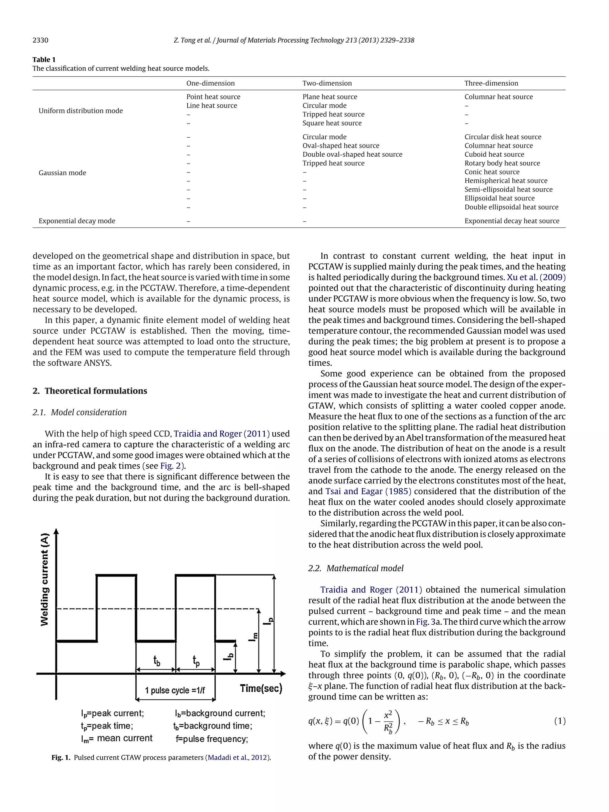A dynamic welding heat source model in pulsed current gas tungsten arc ...