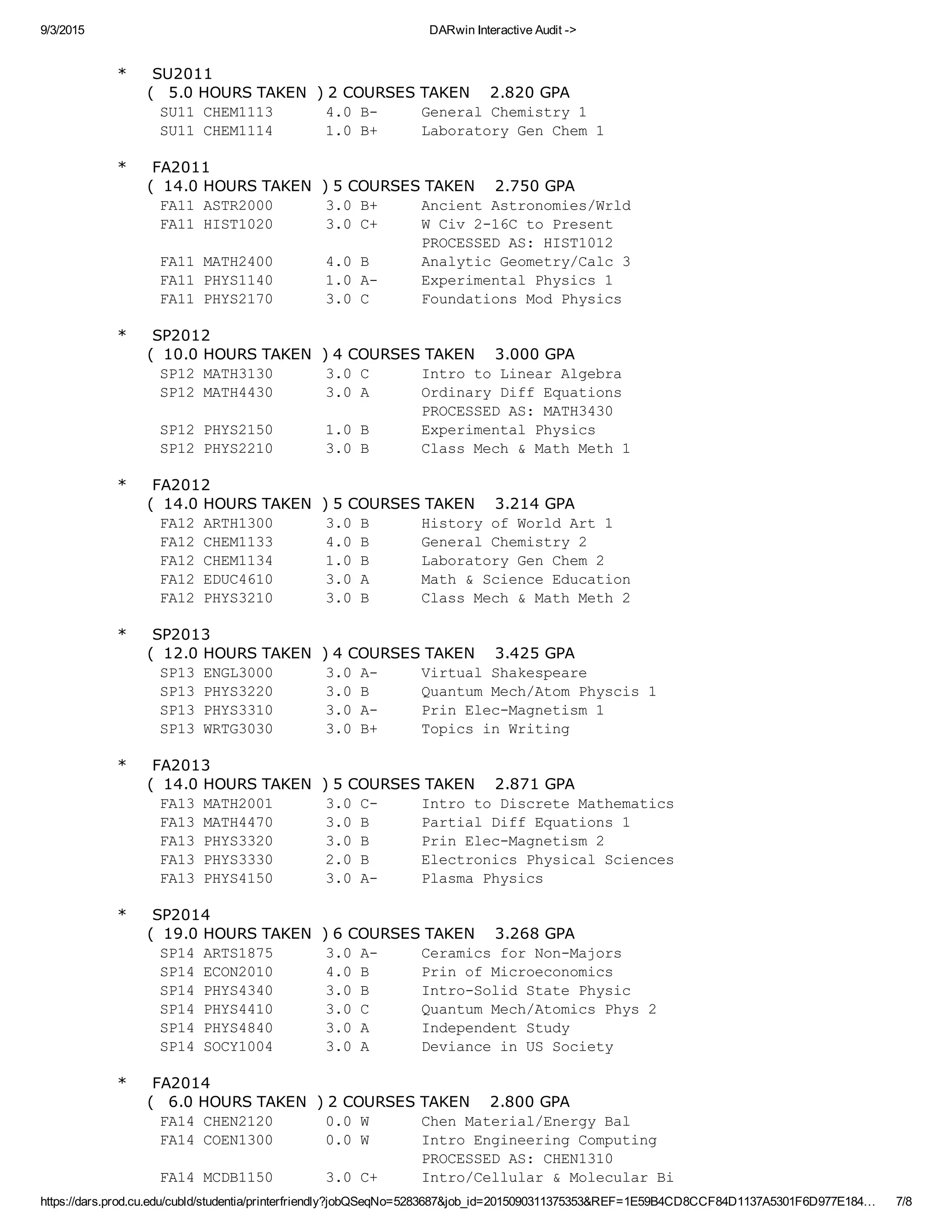 Unofficial transcripts | PDF