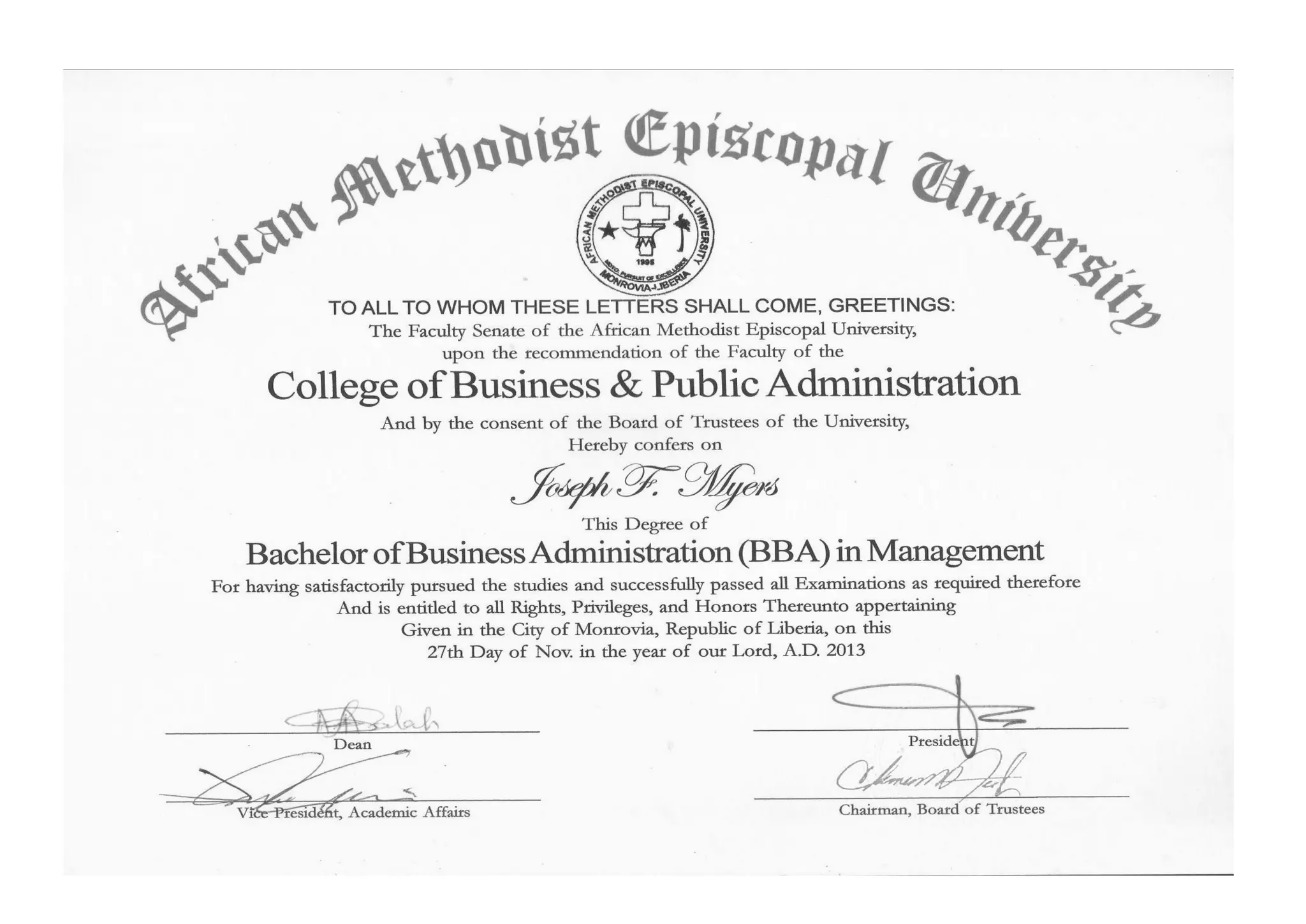 Joseph F. Myers' Credentials. | PDF