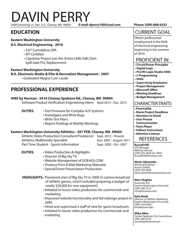 Davin_Perry_Resume | PDF | Business Utilities | Business