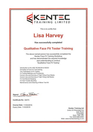 Qualitative Face Fit Tester | PDF | Medical Tests | Medical Health