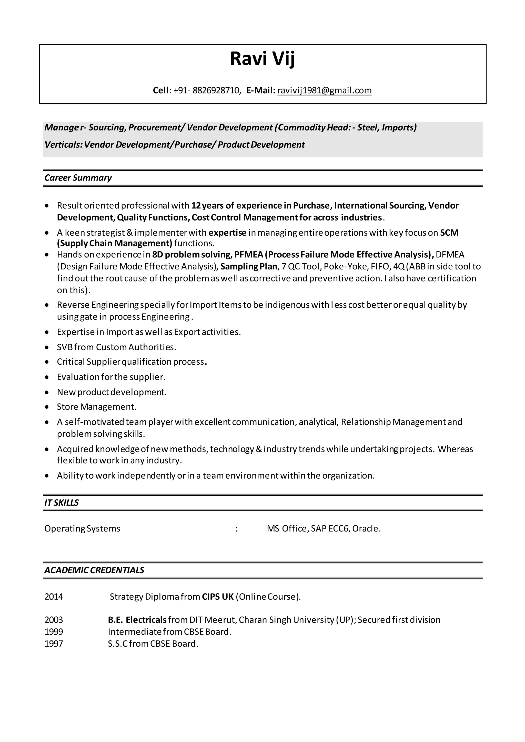 Ravi Vij_updated CV_2015 | PDF