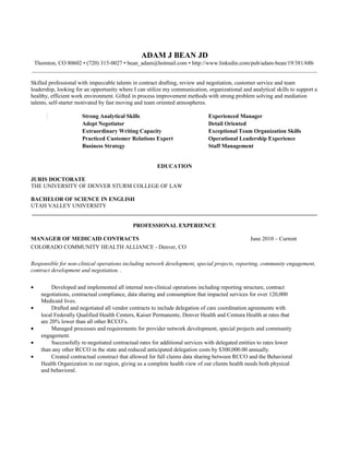 Adam Bean Resume | DOC